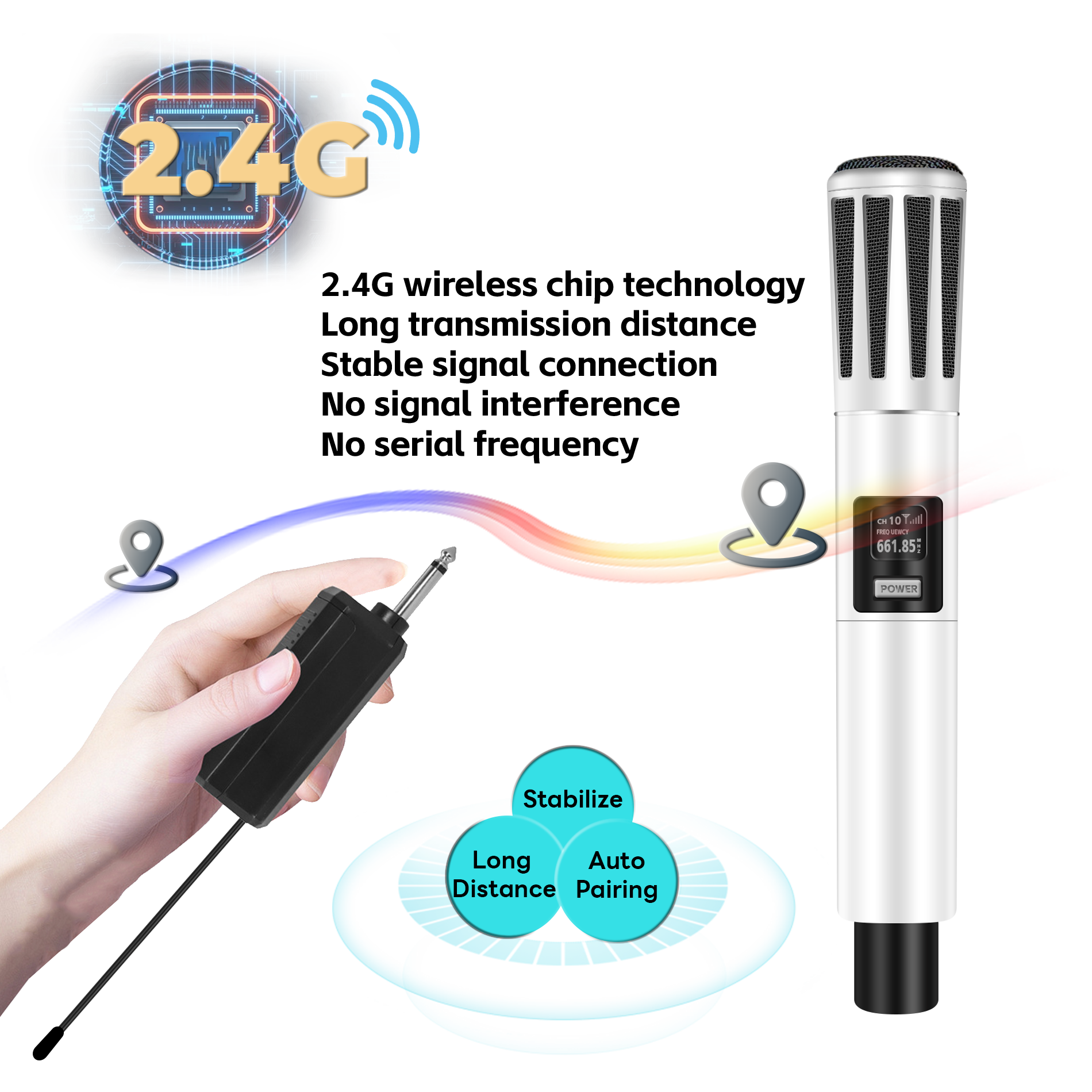 59B2 Microphone, wireless microphone, 2.4g wireless chip, stable signal ...
