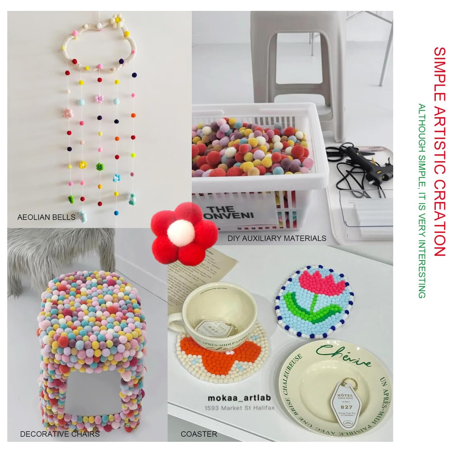 1 Inch 100/200/500 Pom poms Soft and Fluffy Craft Pom Pom Balls ...