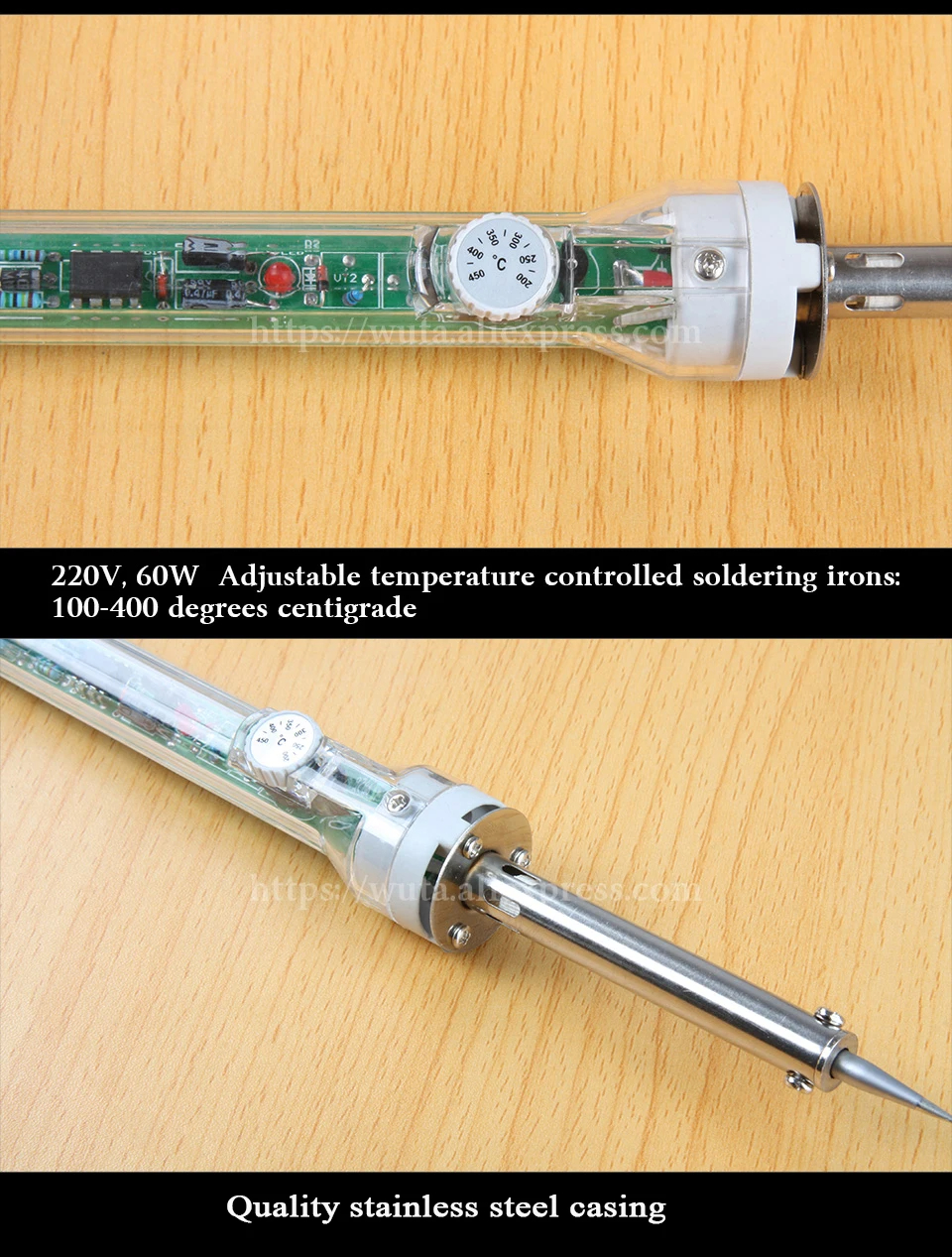 WUTA 220V 60W US Plug Electrical Soldering Iron Adjustable Temperature ...
