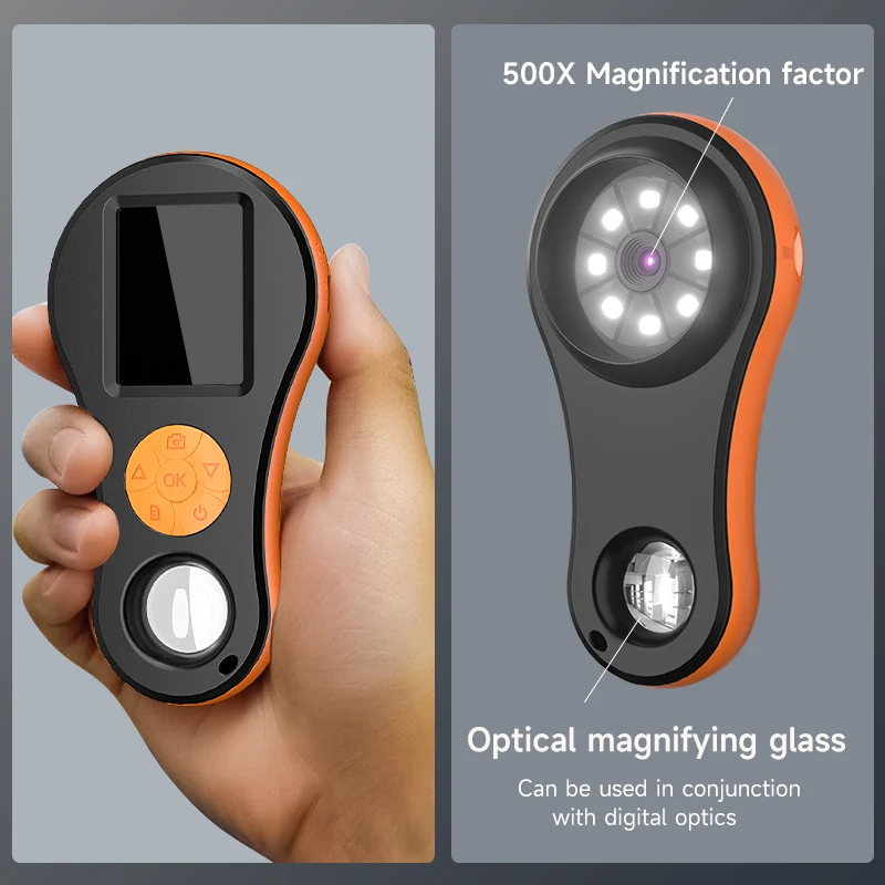 2.0'' IPS Digital Magnifier HD 1080P 500X Portable Microscope Handheld ...