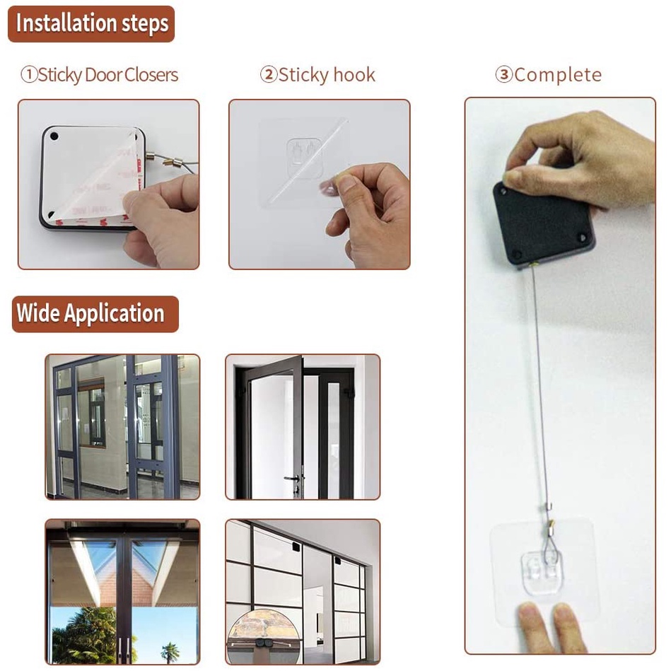 No Punching Automatic Door Closer Pull Cord Door Closers Adjustable ...