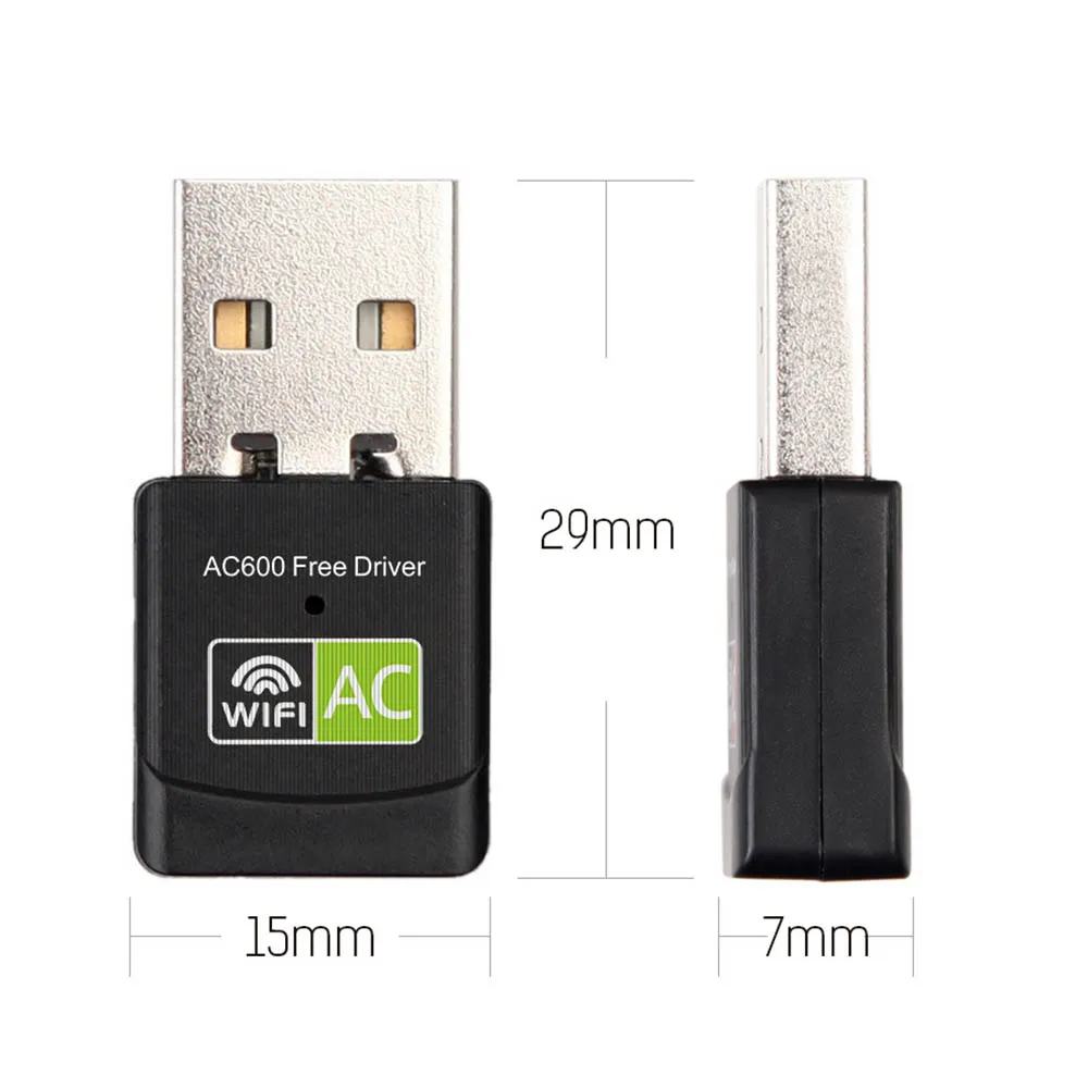 USB WiFi Adapter 600Mbps 2.4G 5GHz Antenna Ethernet Free Driver AC for ...
