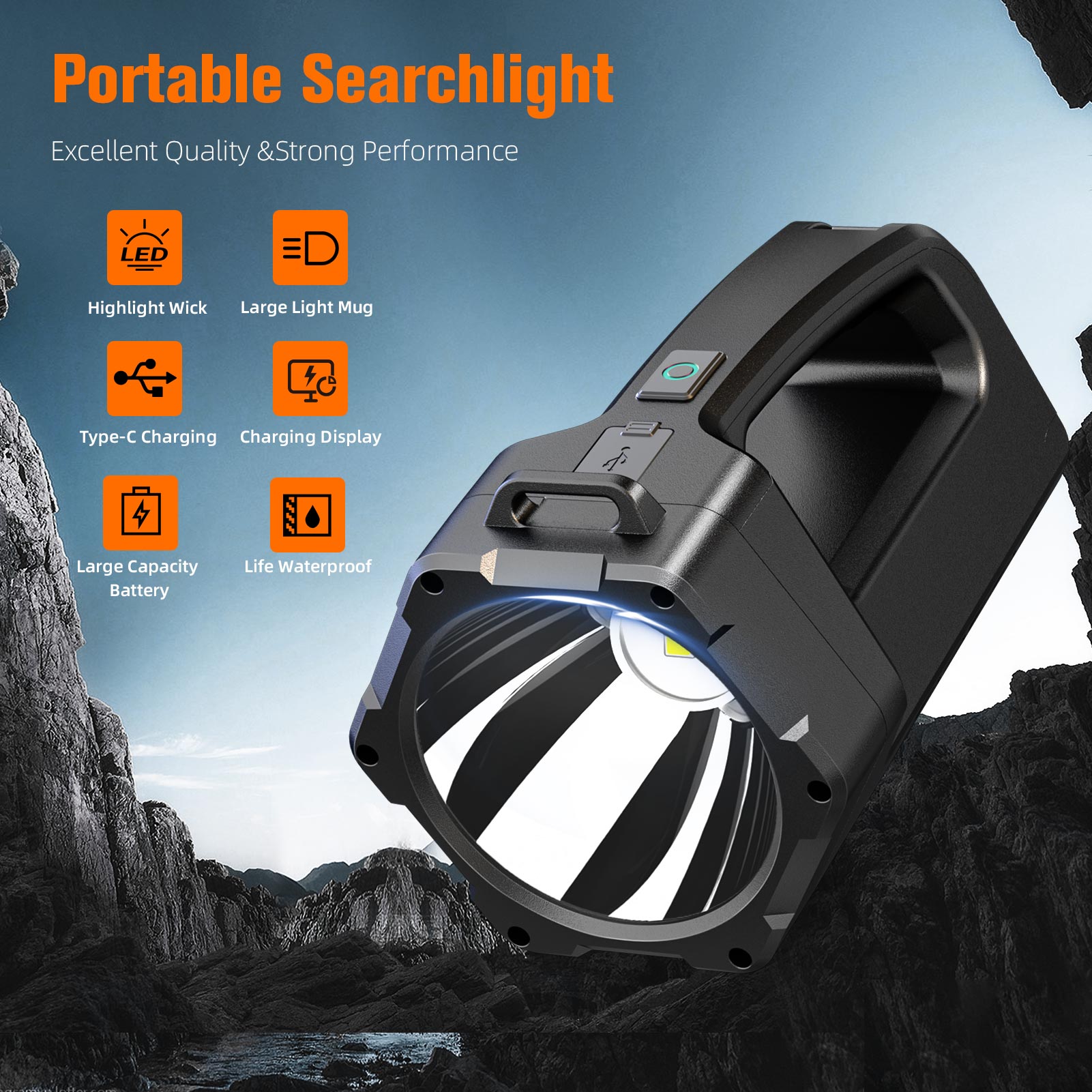 SUPERFIRE M17 High Power Super Bright LED Searchlight Outdoor Handheld Portable Spotlight ...
