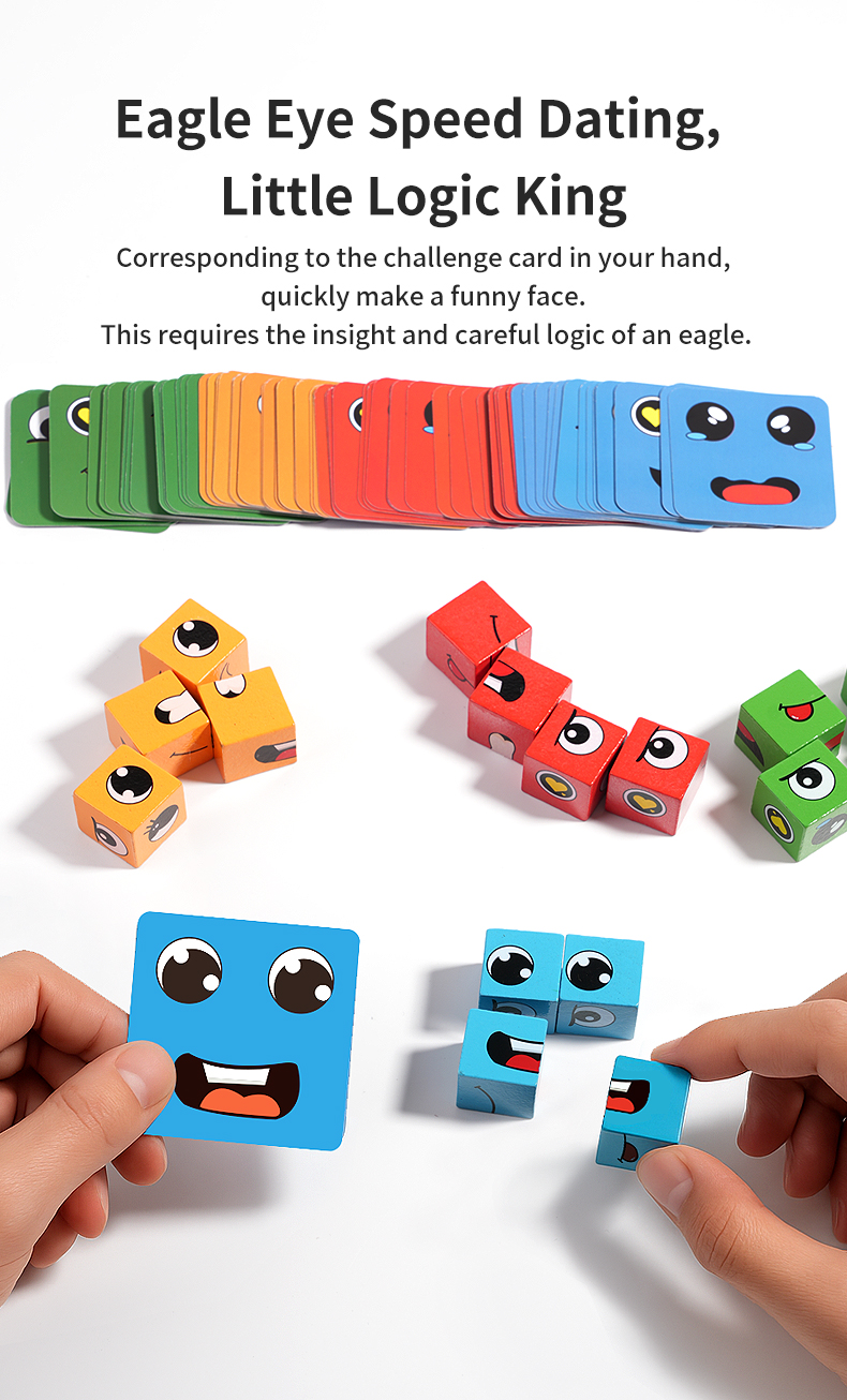NIKO Cube Face Changing Building Blocks Board Game Expression Wooden ...