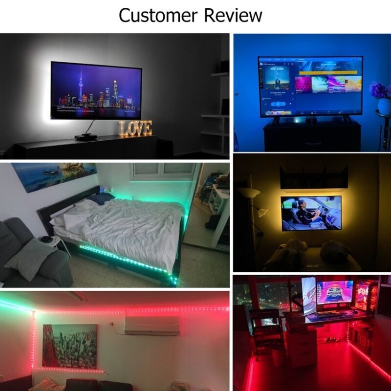 1PC LED Lights Music Sync Color Changing LED Strip Lights With Remote ...