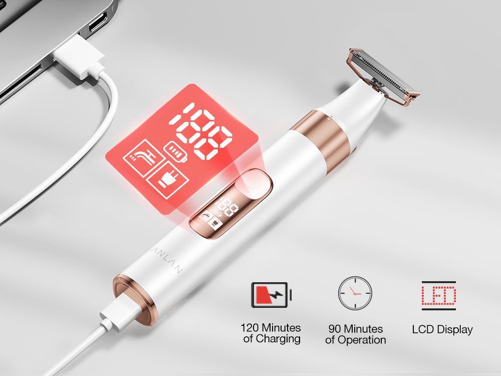 ANLAN Electric Body Hair Trimmer Double Head Safety Blade Wet Dry ...