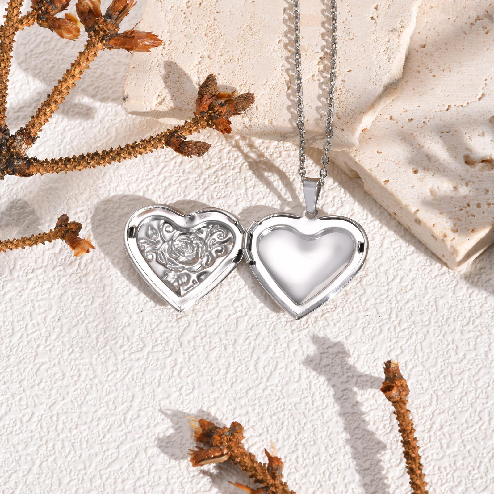 Heart Shape Locket Necklace - Stainless Steel Love Pendant with ...