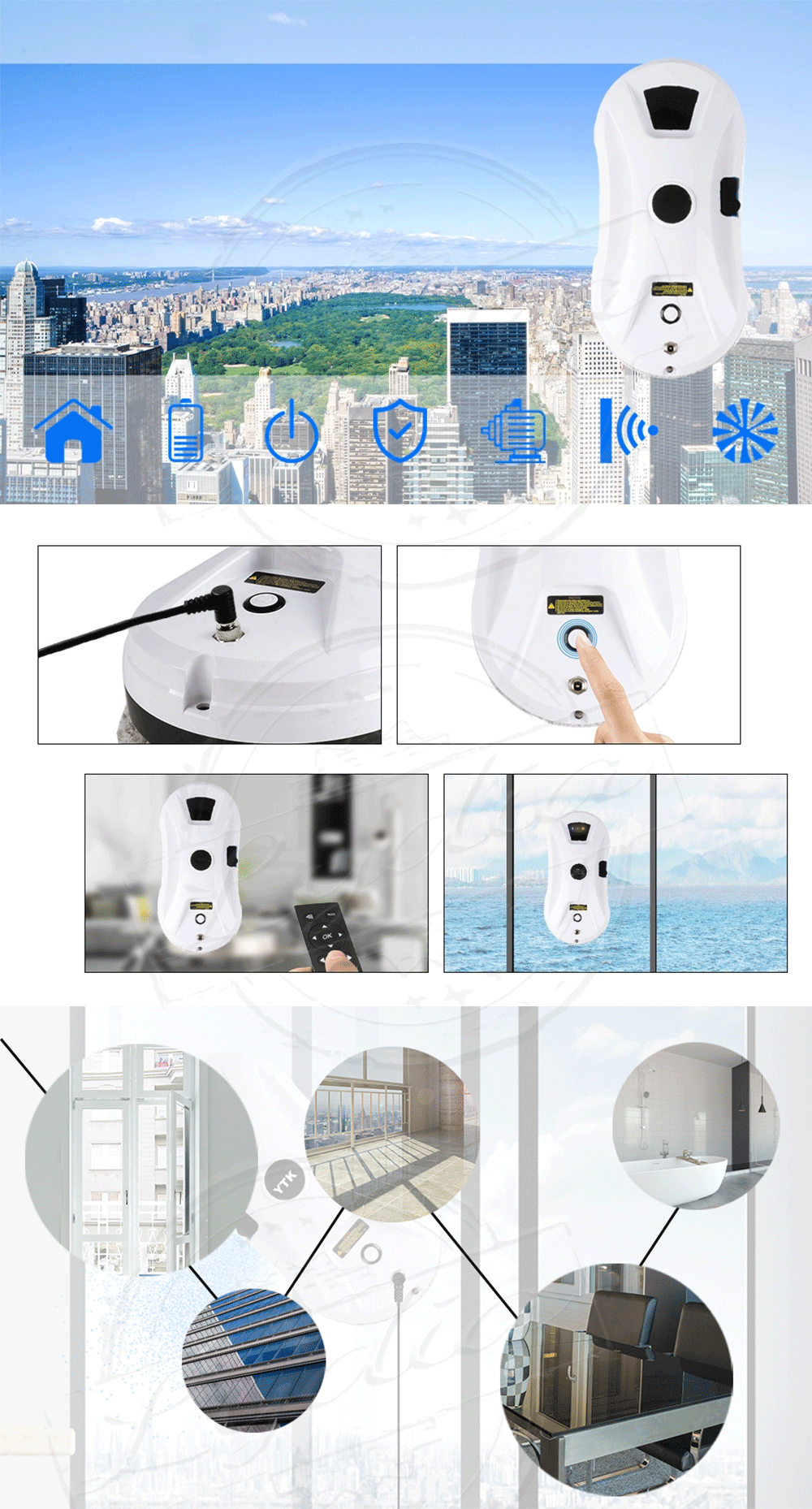 Window Cleaner Robot ultrasonic cleaner Double Suction Cup Suction ...