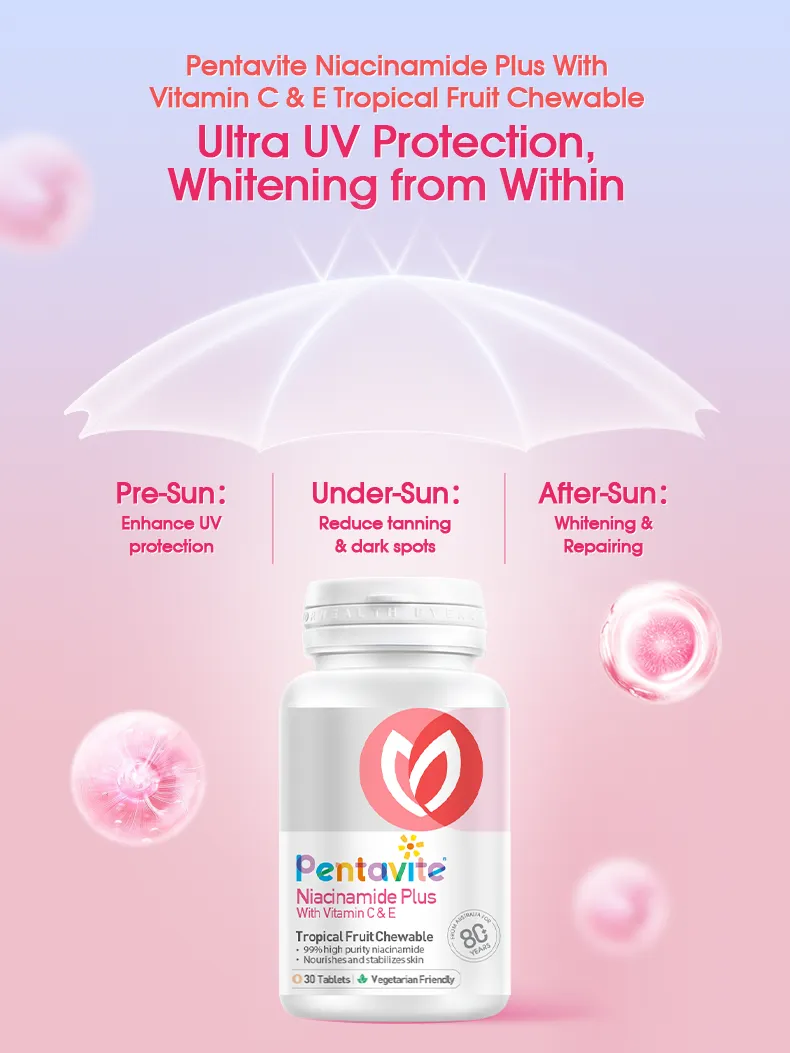 Pentavite Niacinamide + Vitamin C&E (Tropical Fruit) 30 tablets ...