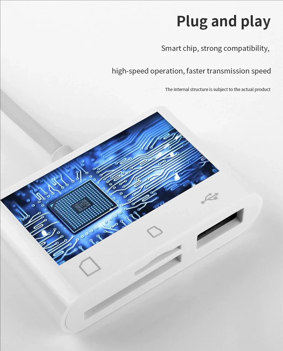 Card Reader for iPhone iPad TF MicroSD USB Plug-and-Play Travel Gift ...
