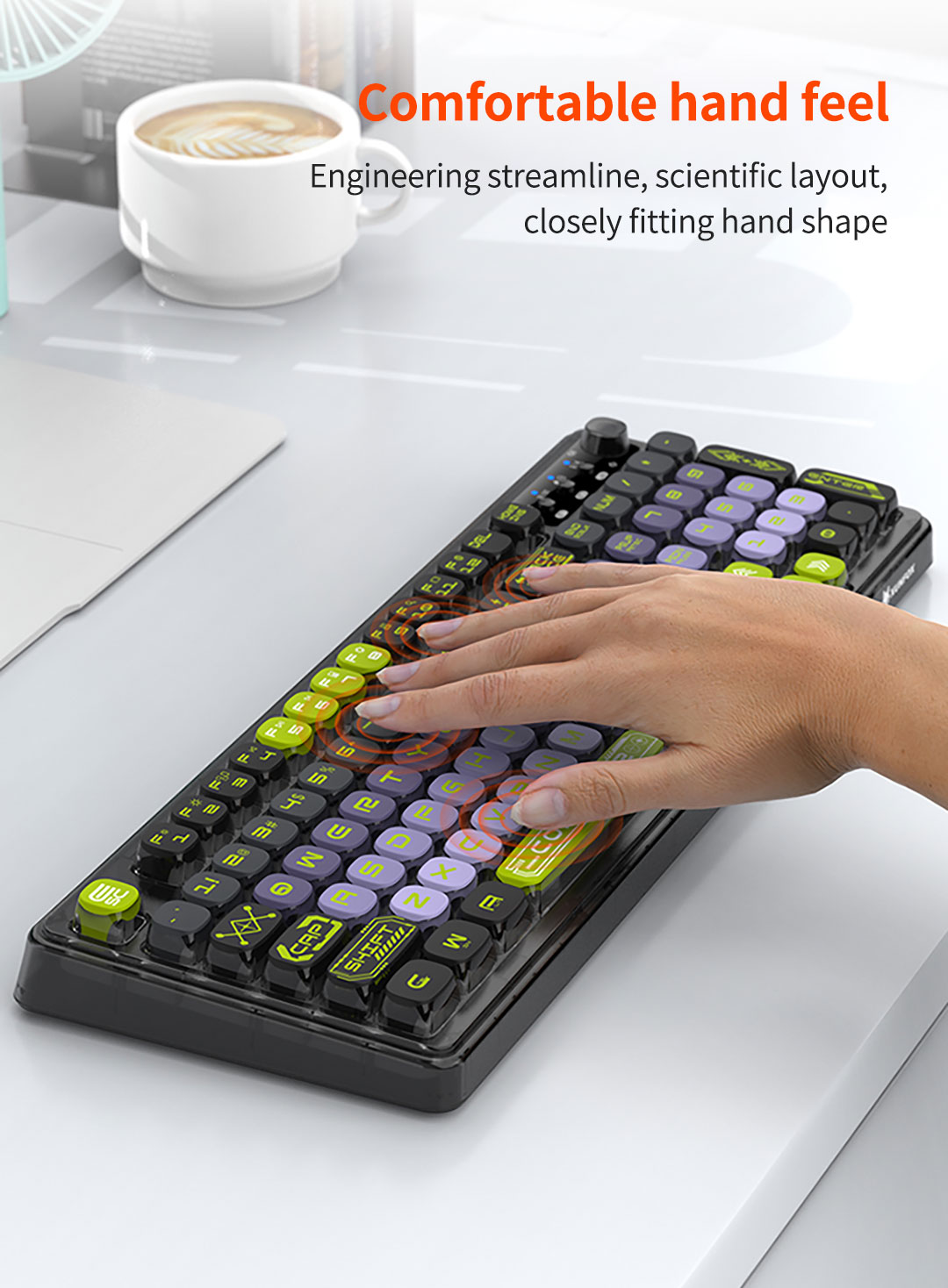 XUNFOX K98 RGB Mechanical Keyboard, 2.4G/Bluetooth/Wired, Type-C Fast ...