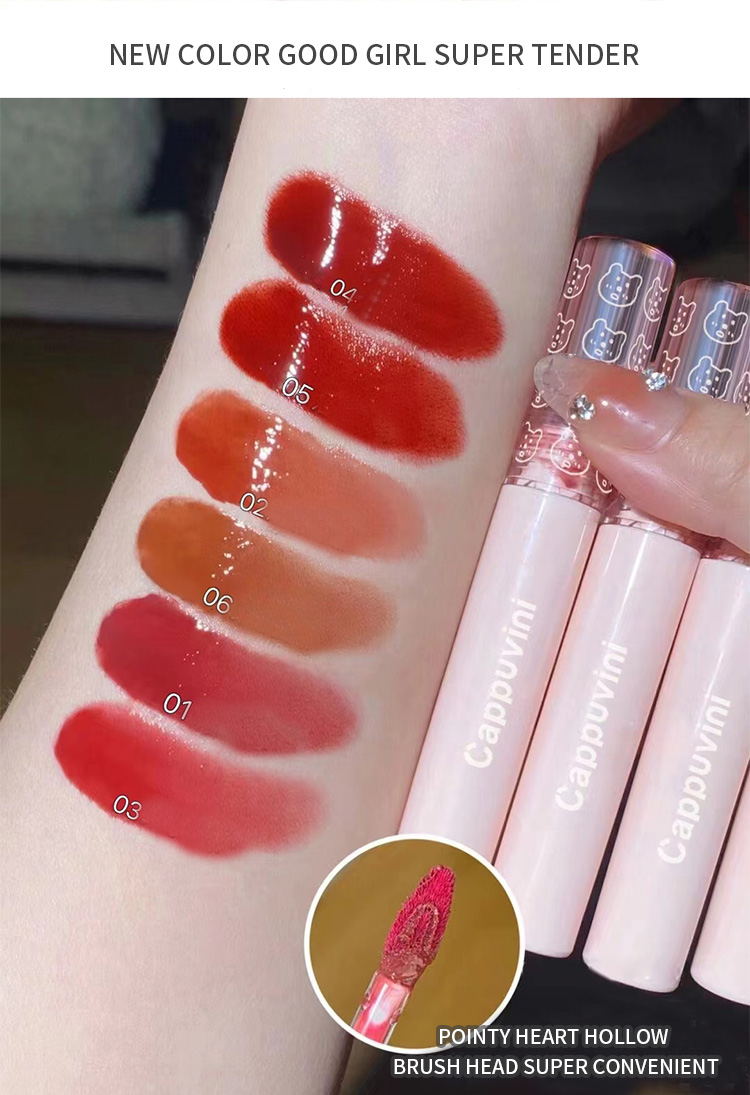 CAPPUVINI 3 Colors Lipstick Set Mirror Glaze Long Lasting Gloss Color ...