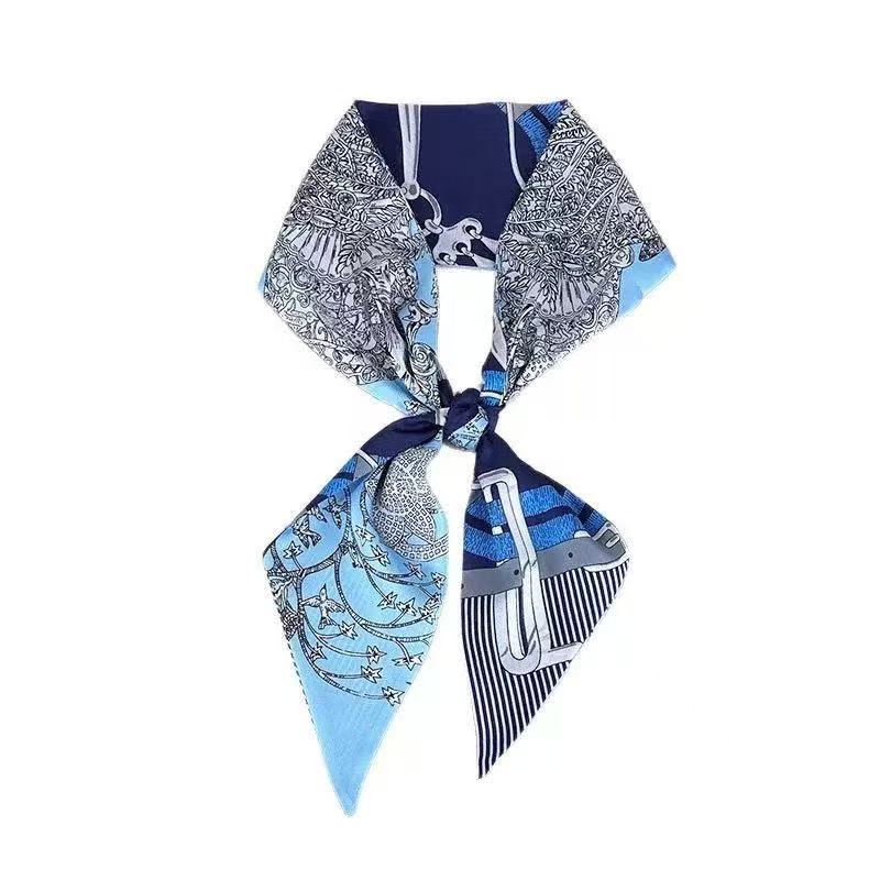 Narrow Long Scarf Decorative Triangular Silk Scarf For Women Versatile ...