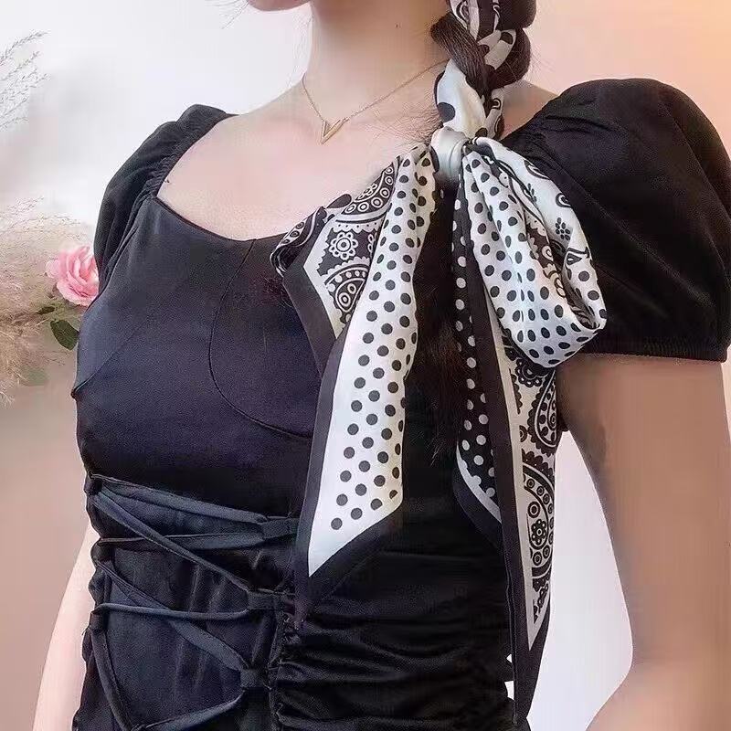 Narrow Long Scarf Decorative Triangular Silk Scarf For Women Versatile ...