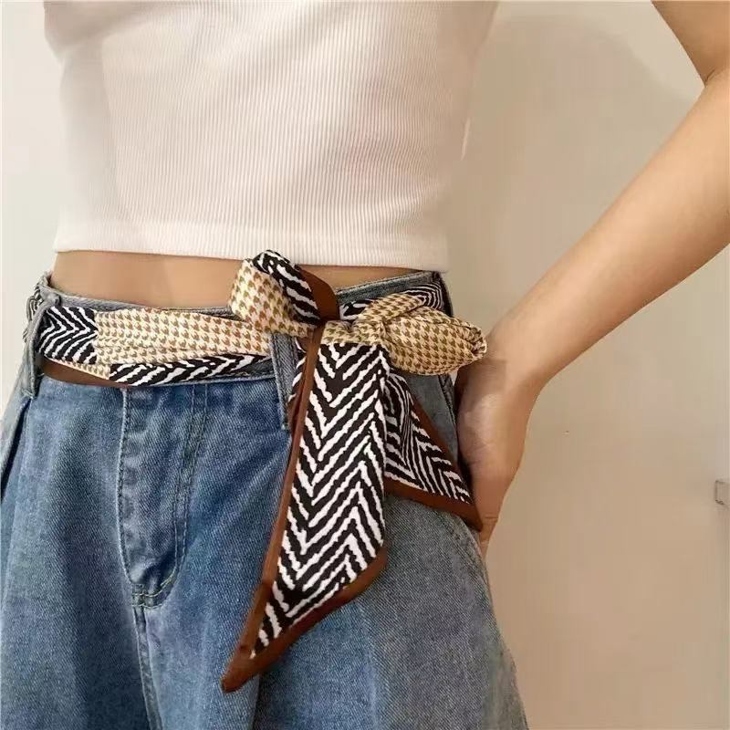 Narrow Long Scarf Decorative Triangular Silk Scarf For Women Versatile ...