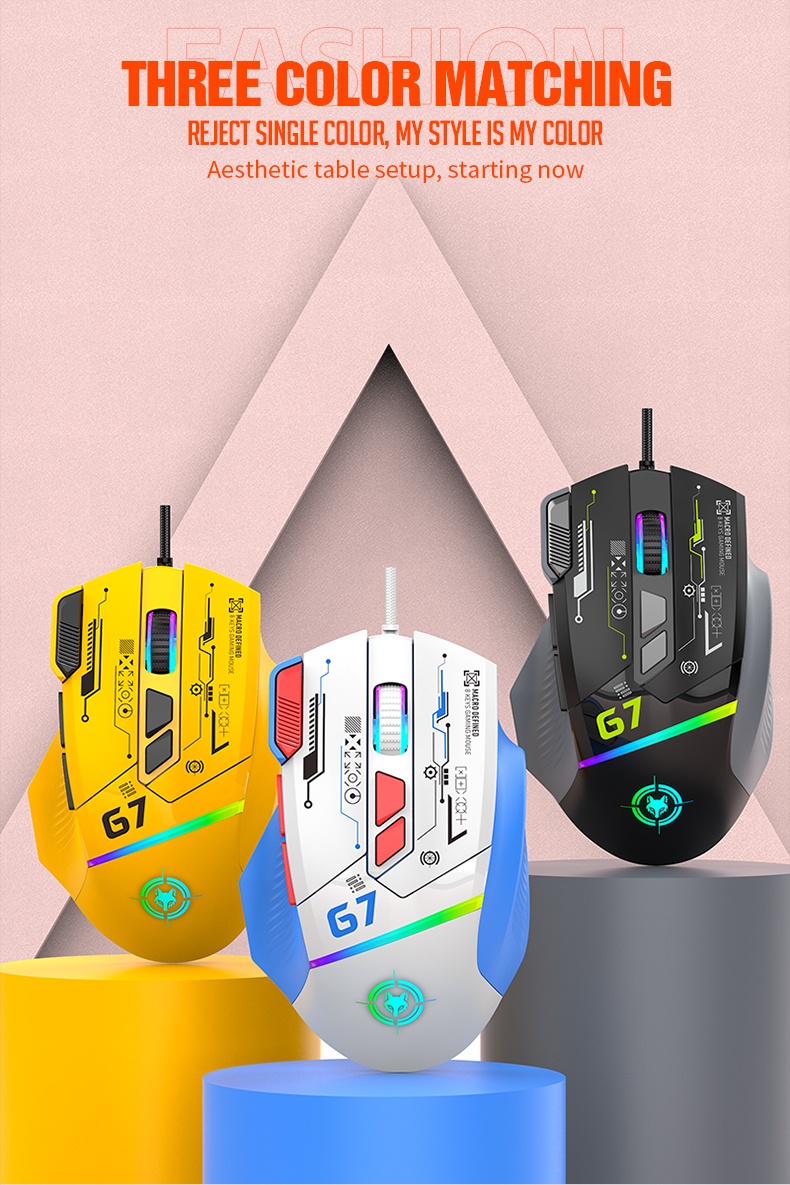 XUNFOX Gaming Mouse Wried 12800DPI Backlight 8 Button 6 DPI Macro ...