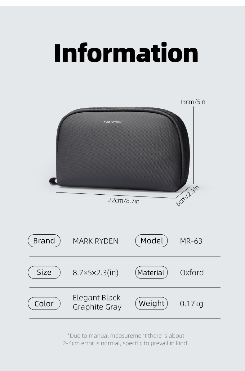 MARK RYDEN 3C Tech Charger Organizer Storage Travel essentials Electronics Travel Bag Organizer ...