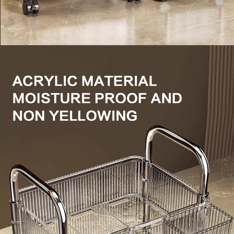 2~4 layer Transparent Trolley Cart Kitchen organizer Bathroom Trolley ...