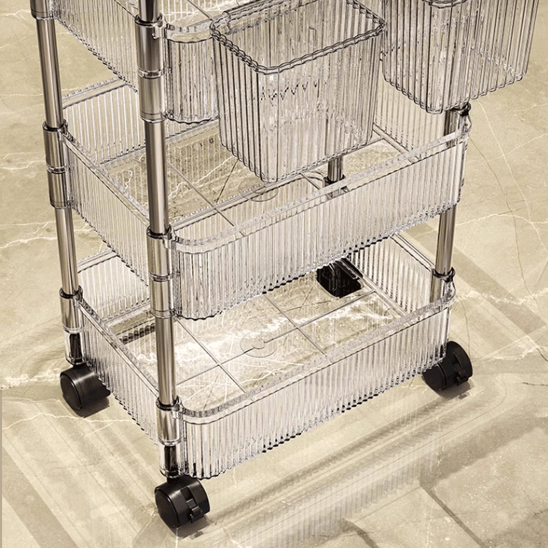 2~4 layer Transparent Trolley Cart Kitchen organizer Bathroom Trolley ...