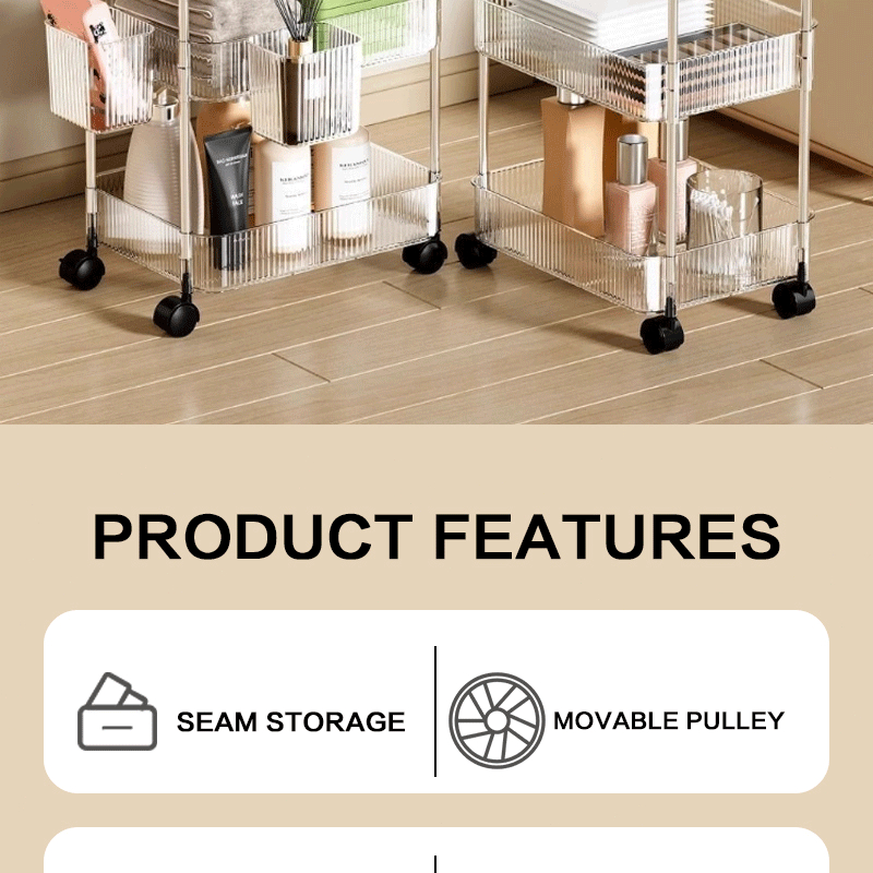 2~4 layer Transparent Trolley Cart Kitchen organizer Bathroom Trolley ...