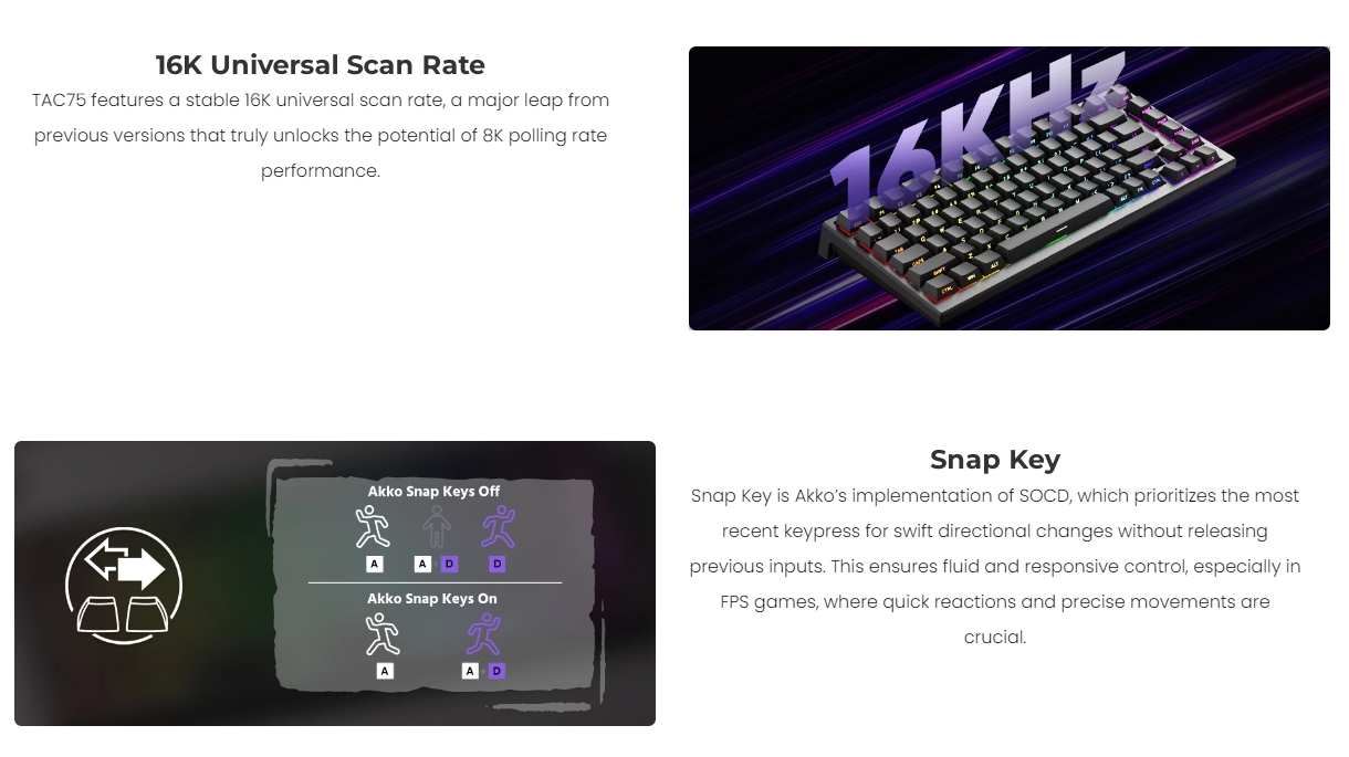 Akko TAC75 HE Black Wired Magnetic Switches Keyboard With SOCD, Rapid ...