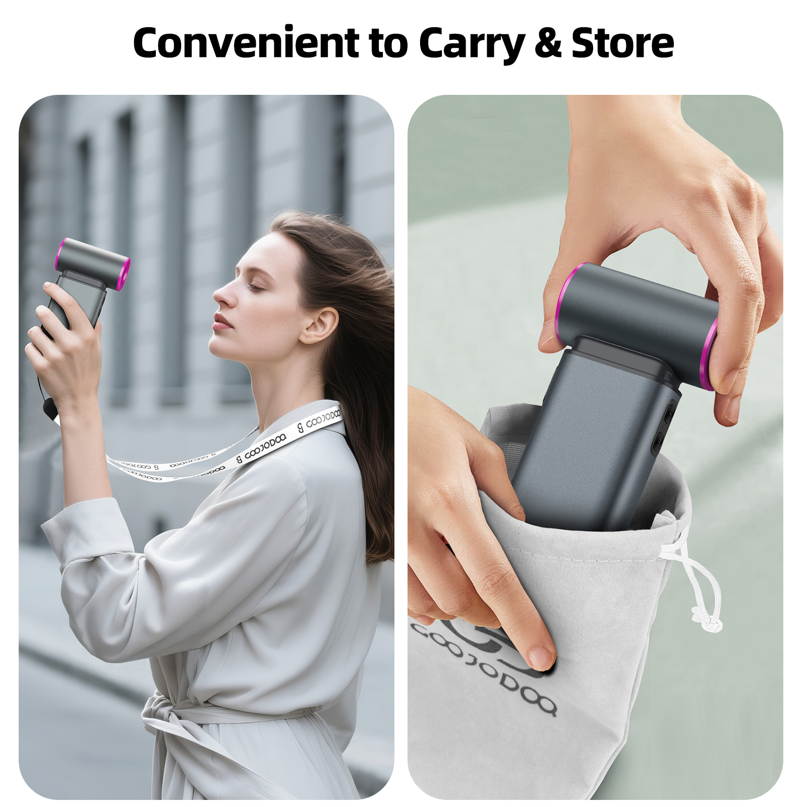 GOOJODOQ Mini Fan 6000mAh Rechargeable Turbo Electric Jet Handheld Air ...
