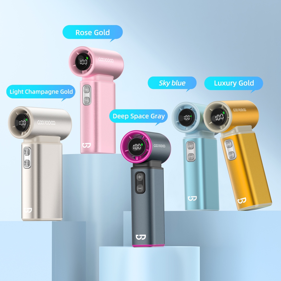 GOOJODOQ Mini Fan 6000mAh Rechargeable Turbo Electric Jet Handheld Air ...