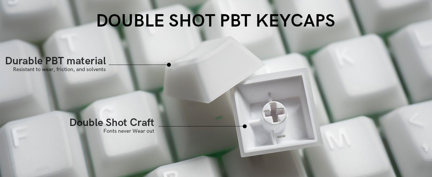 Womier Cube Jade White Keycaps 121 Keys Double-Shot Translucent Shine ...