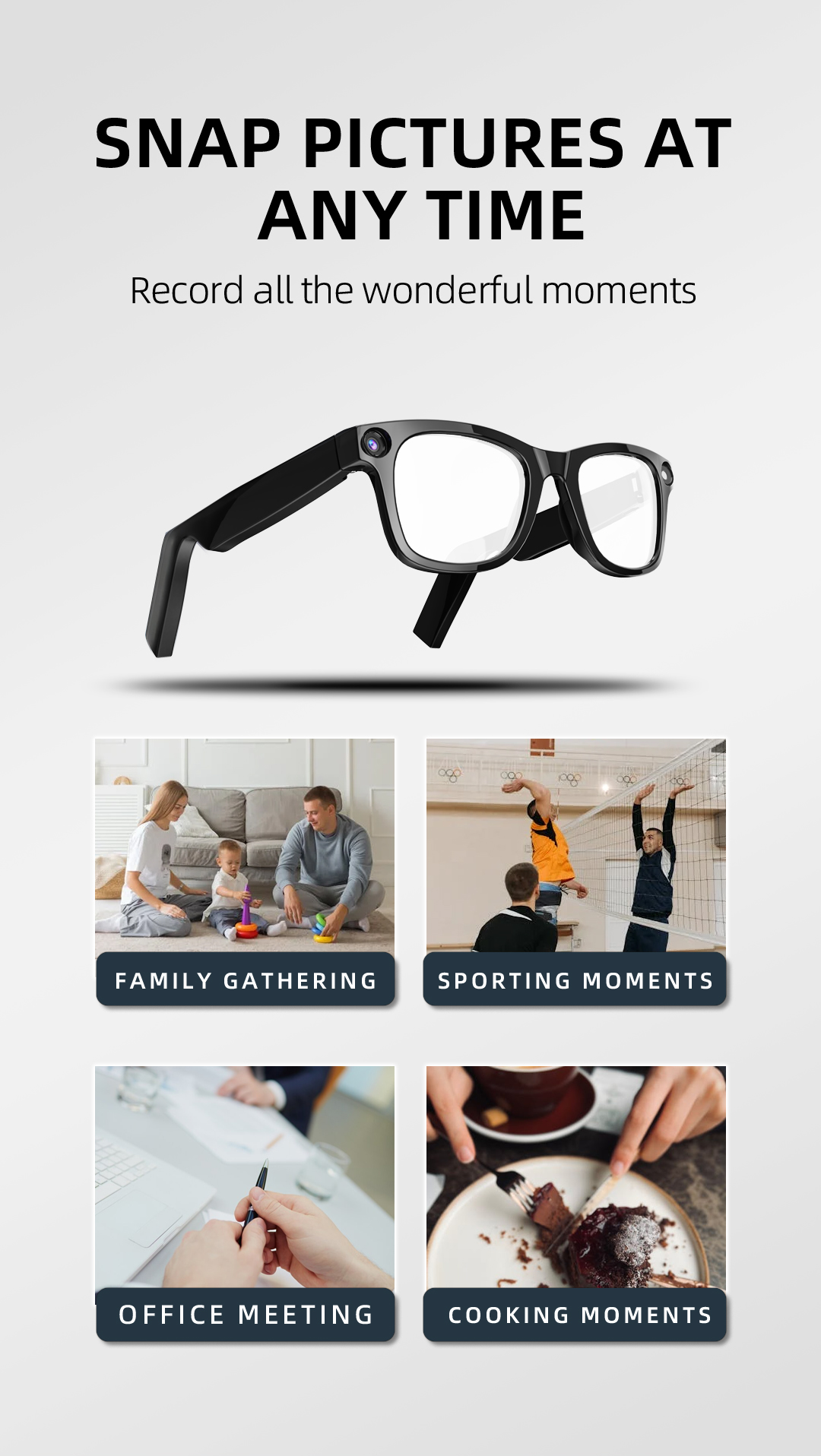 Smart AI Glasses 5MP HD Camera, WiFi/Bluetooth, ChatGPT & DeepSeek AI ...