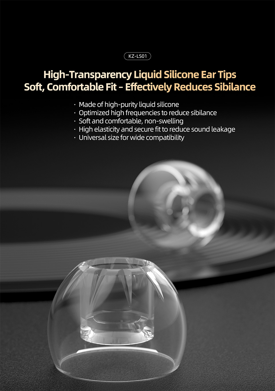 FAAEAL KZ Liquid Silicone Ear Tips 3Pairs/Set Comfortable Soft Earphone ...