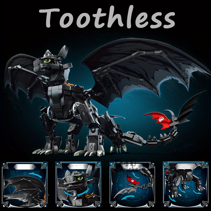 Classic Black Flying Dragon Toy Set,Night Demon Toothless Dragon ...