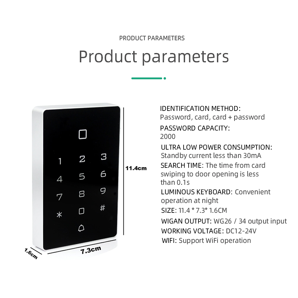 Wifi Tuya App RFID Access Control Keypad Standalone Touch Card Reader ...