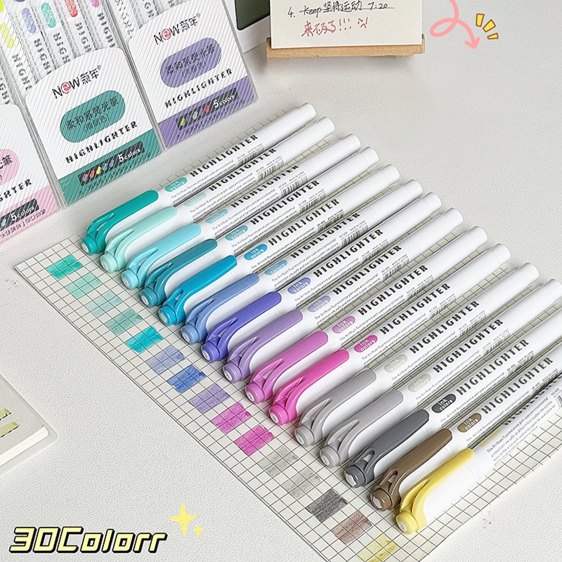 30-Color Creative Double-Headed Highlighter Set for Students – Colored ...