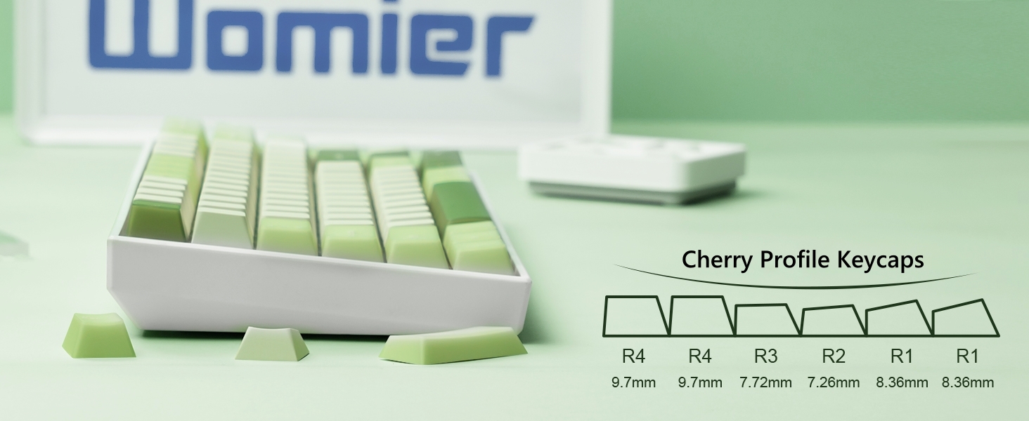 Womier Jade+PBT Keycaps Milk Green Translucent Key Caps Set 129 Keys ...