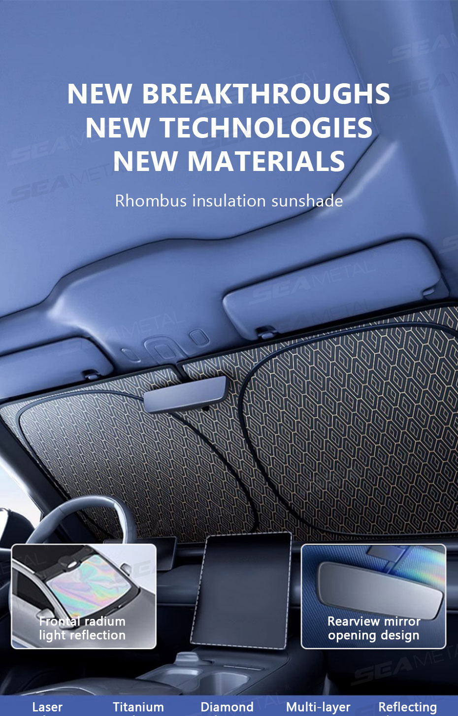 SEAMETAL Car Sun Shade Cover Foldable Front Windshield Cover Protective ...