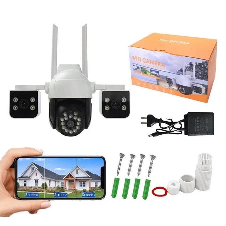 V380 PRO CCTV Outdoor 12MP Three Lens 360° Monitoring Wireless IP66 ...