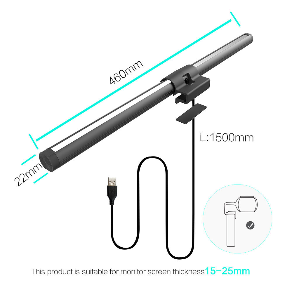 Monitor Light Bar Dimmable Remote Computer Screen Hanging Lights USB ...