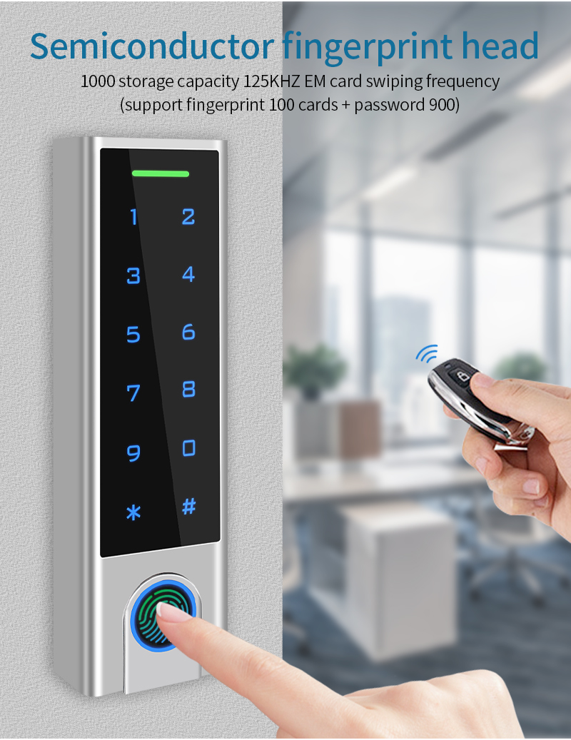 Waterproof Wireless Access Control Kits Fingerprint Keypad+Bolt Lock+Exit Switch+Remote ...