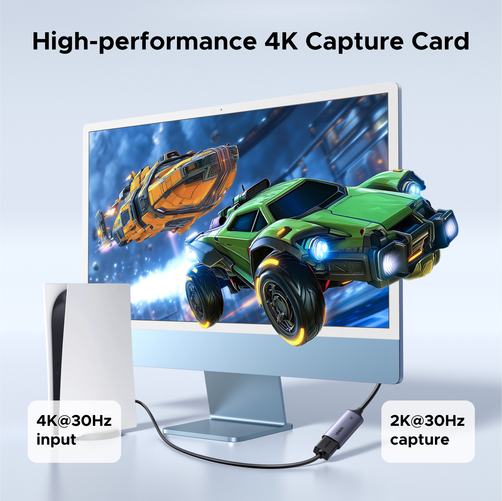 UGREEN 2-in-1 4K@30Hz HDMI to USB C USB A Dual Ports Capture Card for OBS Studio XSplit ...