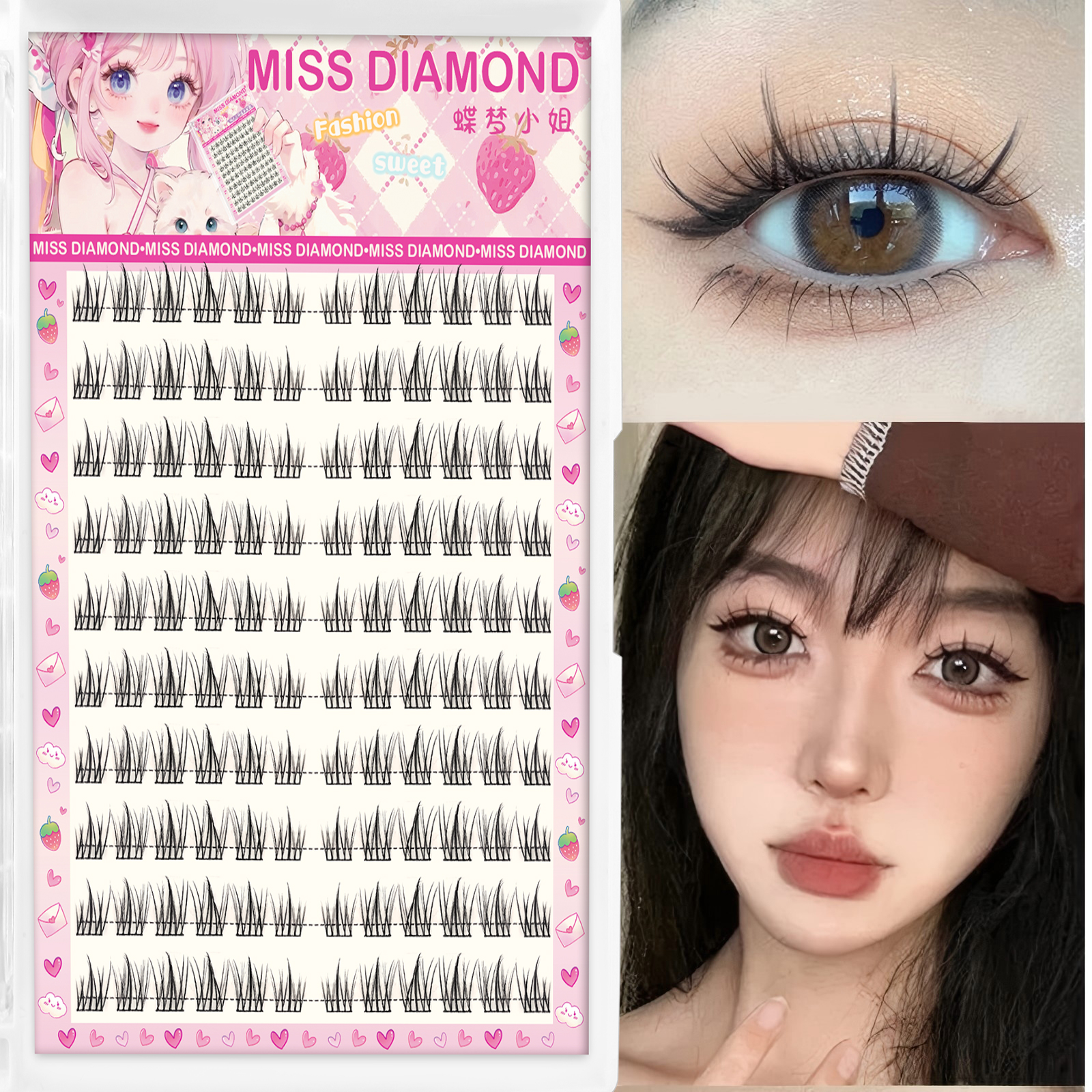 Miss Diamond Glue-Free False Eyelashes 10 Rows Of Large-Capacity Curled ...