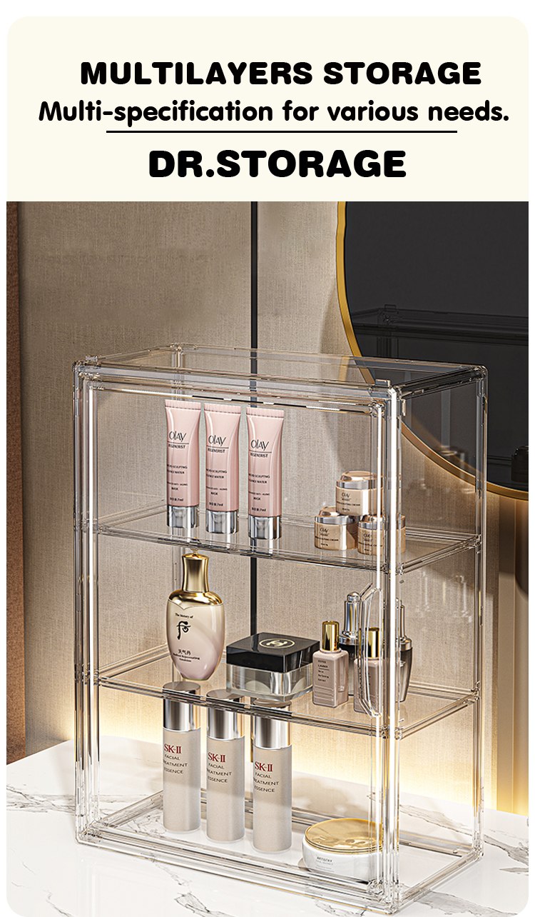 DR.STORAGE Acrylic Cosmetic Storage Box Skincare Organizer Box Cosmetic ...