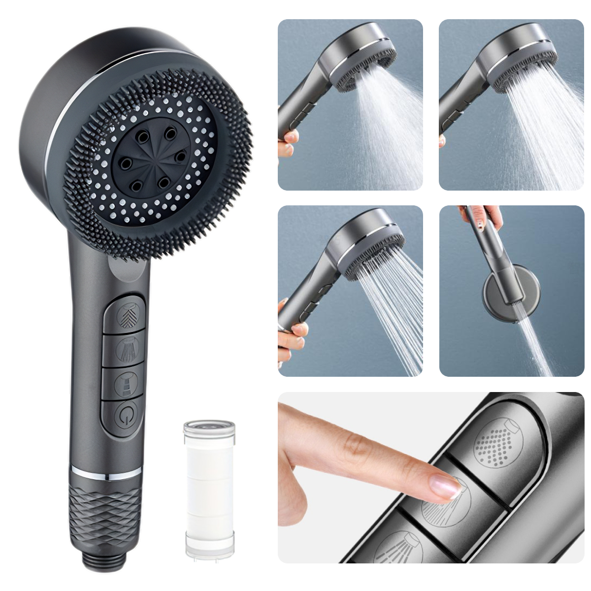 [HOUSGOOD]High pressure showerhead bathroom shower powerful pressurized ...