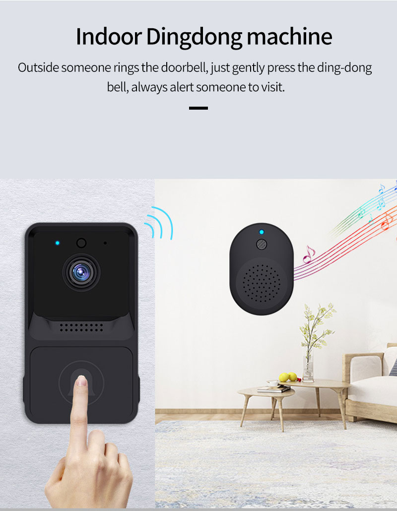 Wireless Doorbell Camera HD Video Doorbell with Battery Receiver Chime ...