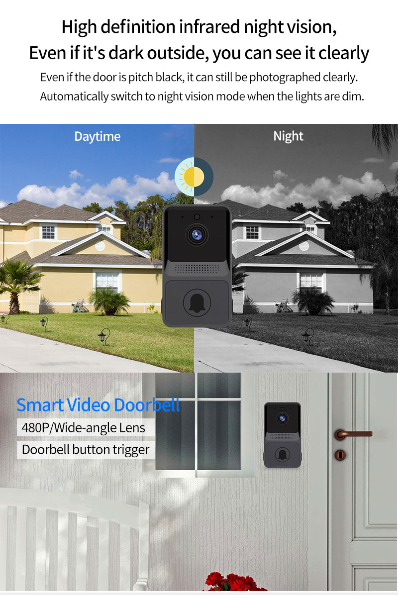 Wireless Doorbell Camera HD Video Doorbell with Battery Receiver Chime ...