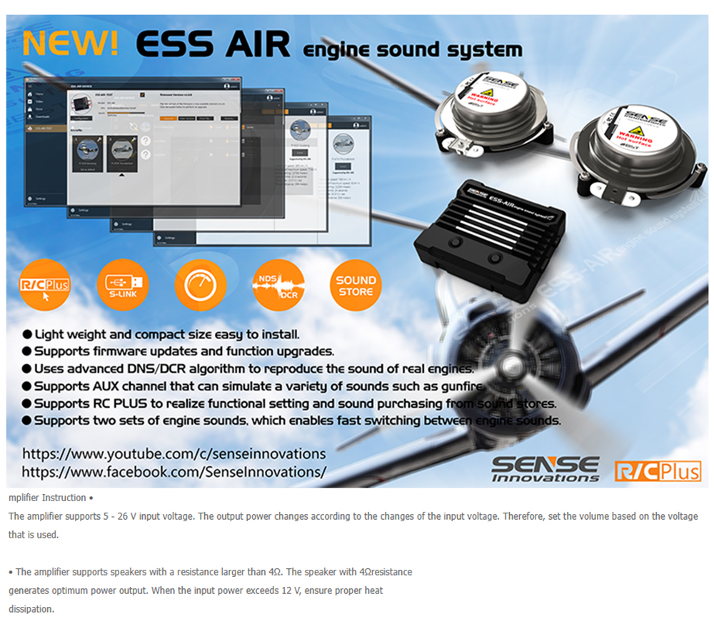 SENSE ESS-AIR ENGINE SOUND SYSTEM Supports 5-26V Input Voltage for RC ...
