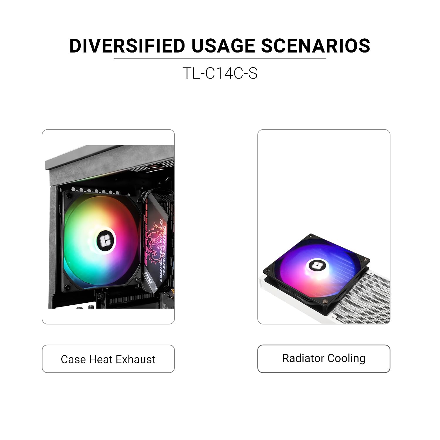 Thermalright TL-C14C-S ARGB Case Fan 140mm Cooler Fan 1500RPM CPU Fan 4Pin PWM Silent Computer ...