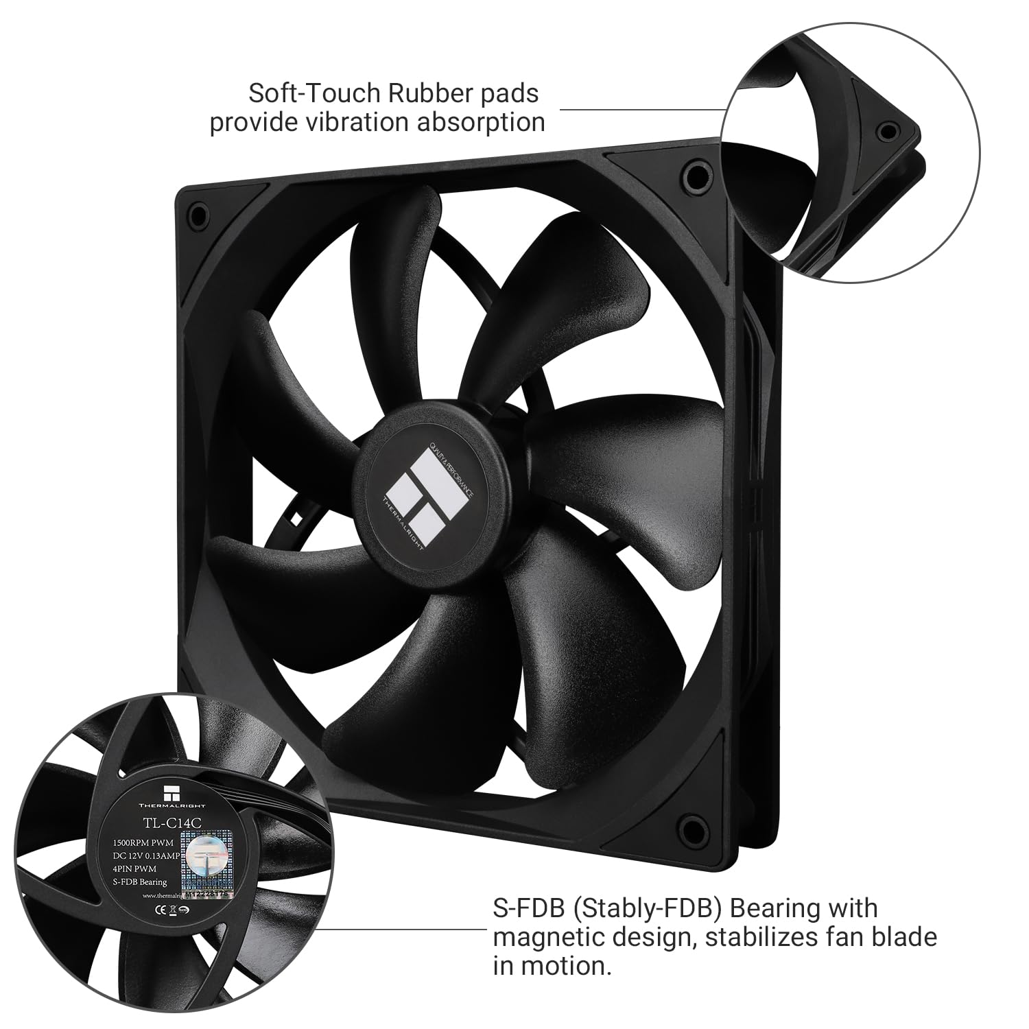 Thermalright TL-C14C-S ARGB Case Fan 140mm Cooler Fan 1500RPM CPU Fan 4Pin PWM Silent Computer ...