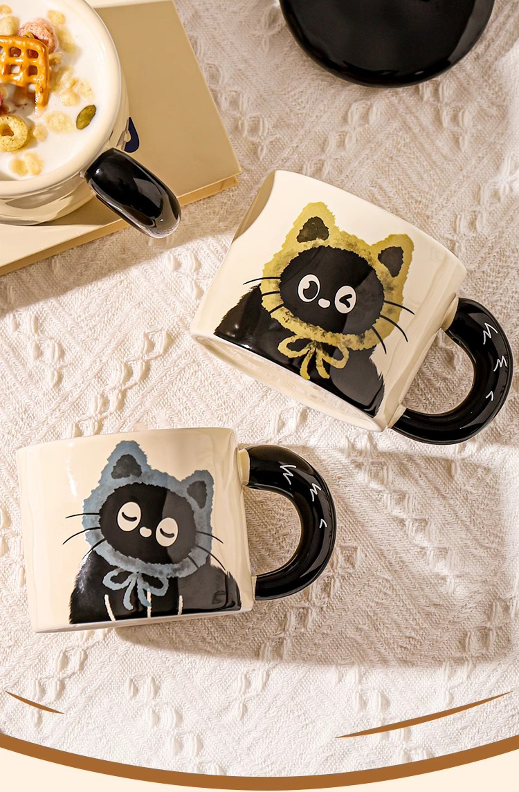 SENSENLIVE tumbler cute ceramic mug exchange gift coffee cup with Lid cute mug cawan cute kids ...