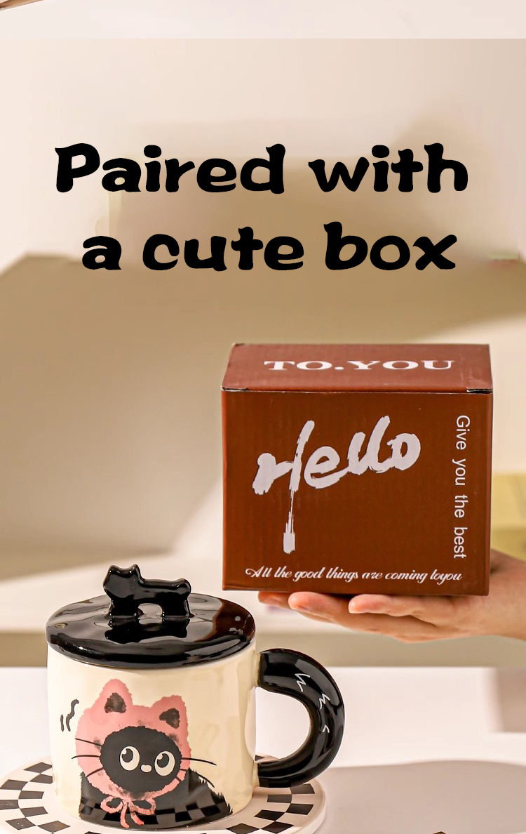 SENSENLIVE tumbler cute ceramic mug exchange gift coffee cup with Lid cute mug cawan cute kids ...