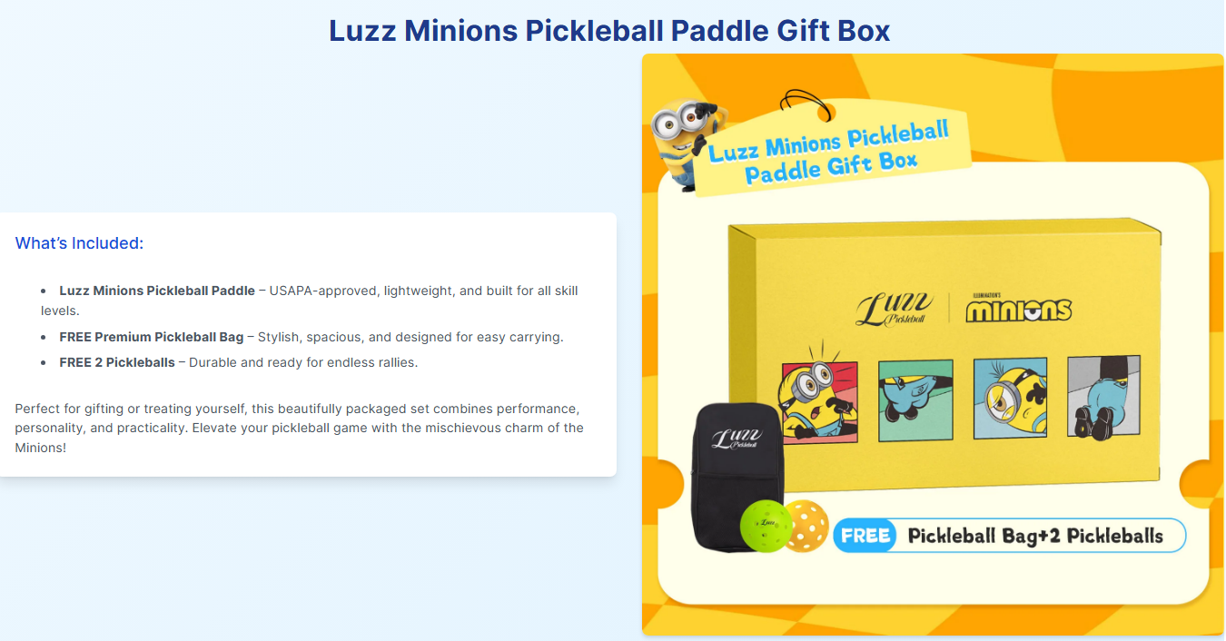 Luzz Pickleball Paddle Minions Checker Champ Original Paddle (16mm ...
